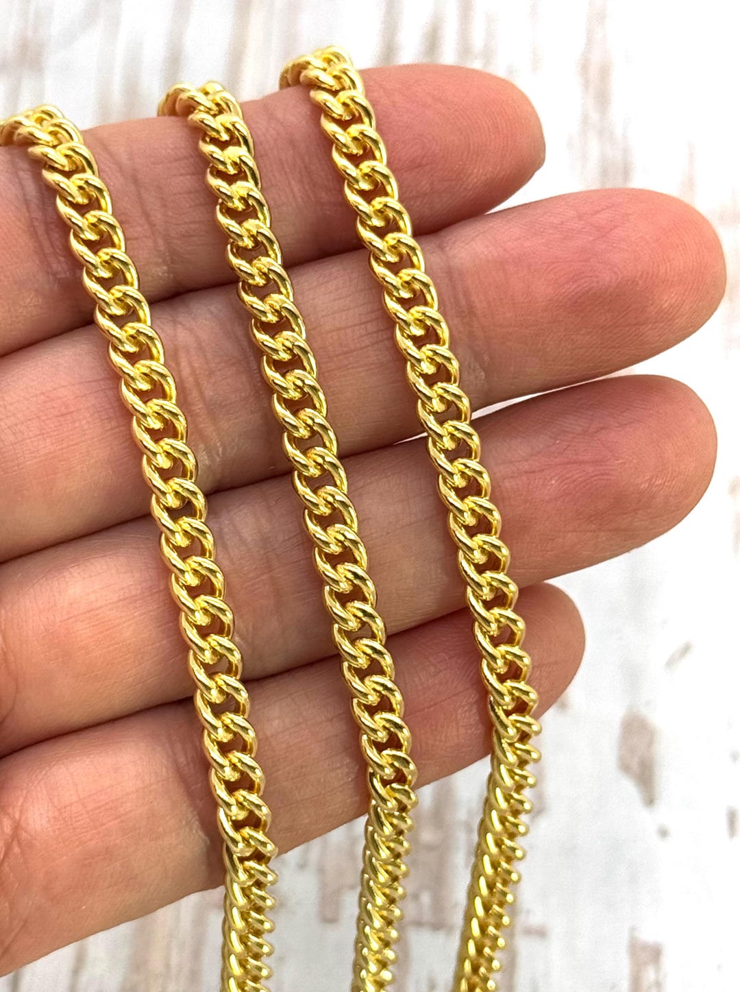 Satin Gold Small Curb Chain by the Foot, Gold Findings DIY Jewelry ...
