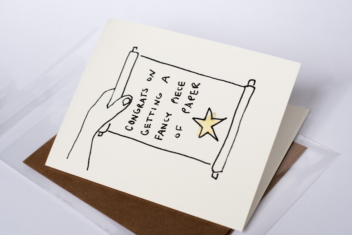 Congrats on Getting a Fancy Piece of Paper Card / Funny Graduation Card ...