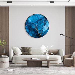 Lighted LED Wall Art Modern Blue Marble Extra Large Wall Art ...