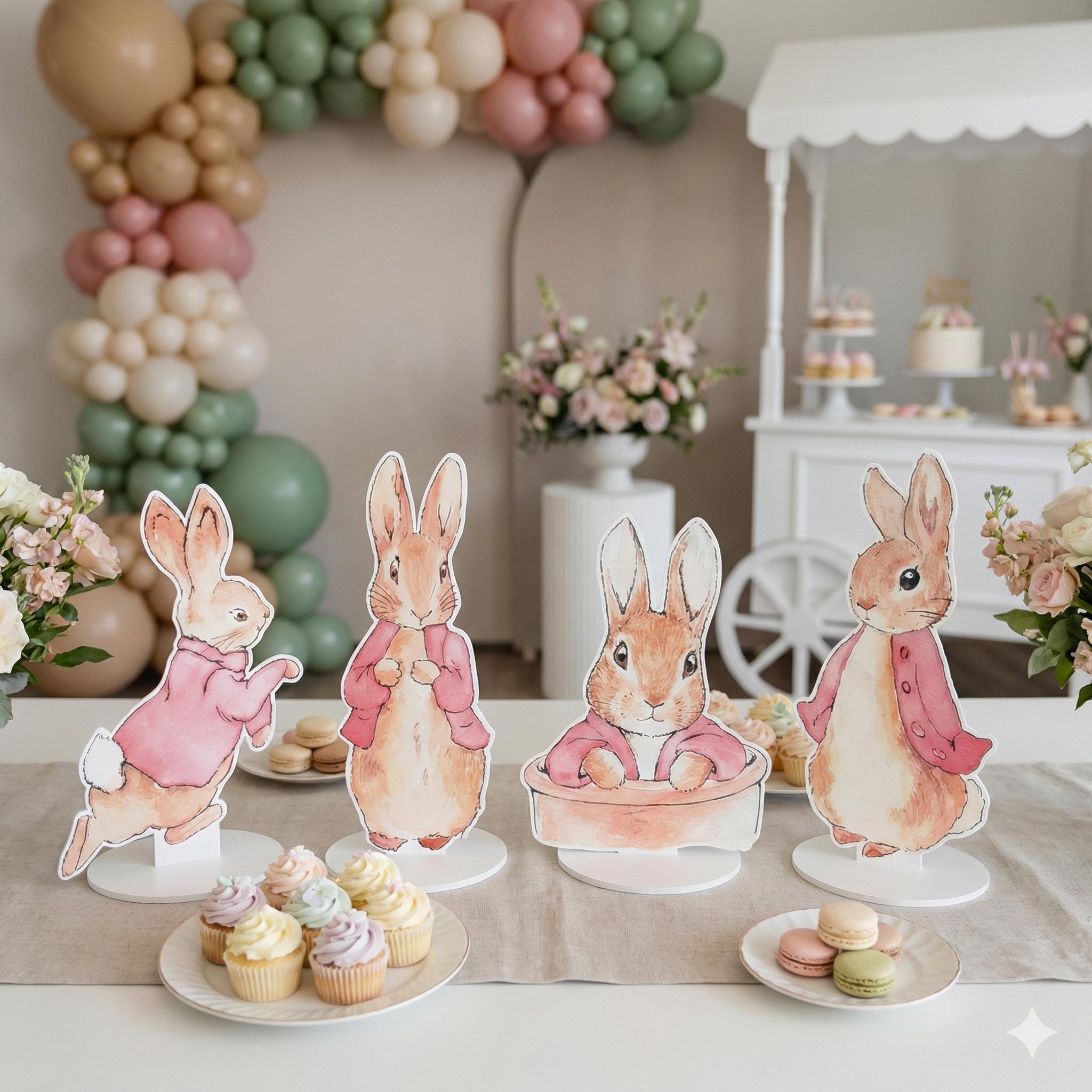 Pink Peter Rabbit Double-sided Table Centerpieces Set 4, Bunny Baby ...