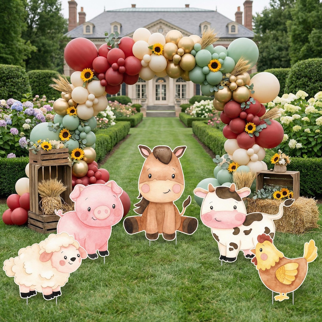 Watercolor Farm Animals Cutouts Set, Birthday Decor, Barnyard Birthday ...