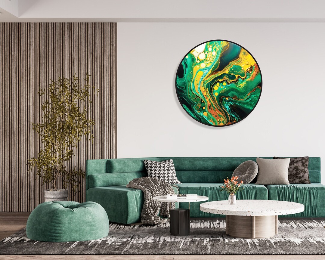 Emerald Wall Decor LED Wall Art Illuminated Round Artwork Living Wall ...