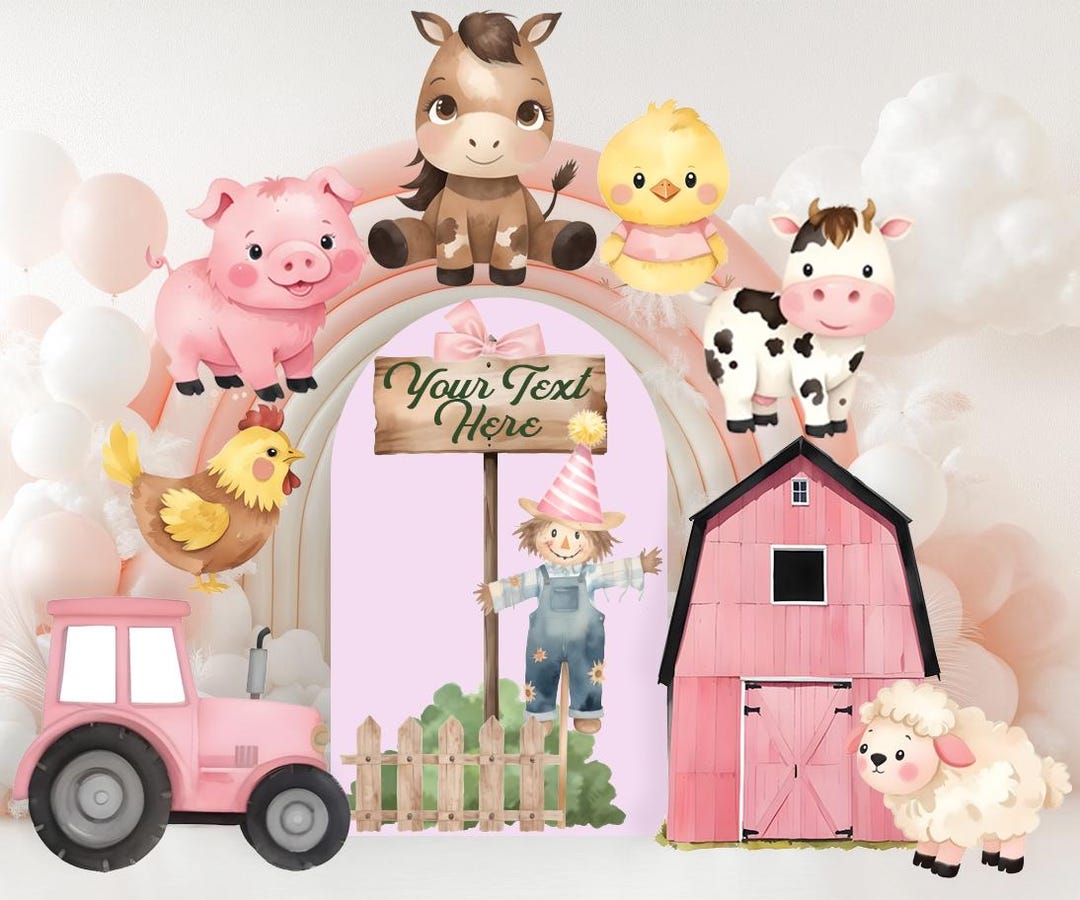Farm Animals Cutout Set, Ranch Animals Party, Pink Barnyard Birthday ...