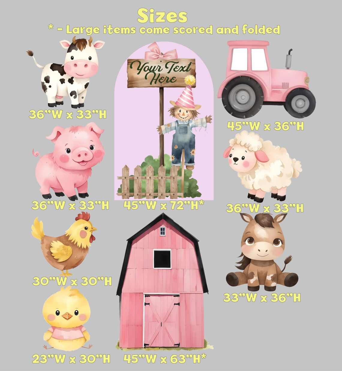 Farm Animals Cutout Set, Ranch Animals Party, Pink Barnyard Birthday ...