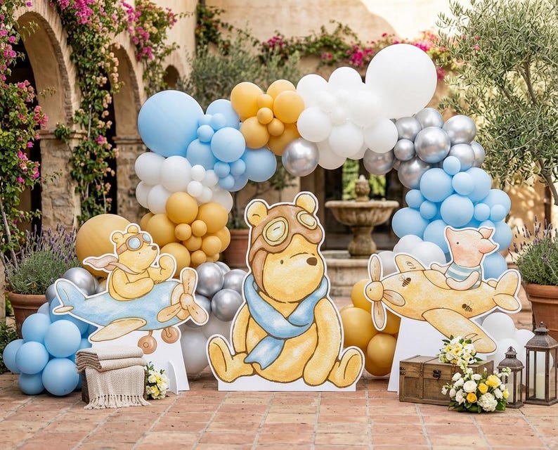 Classic Winnie the Pooh SET of 3 Cutouts, Airplane, Boy Baby Shower ...