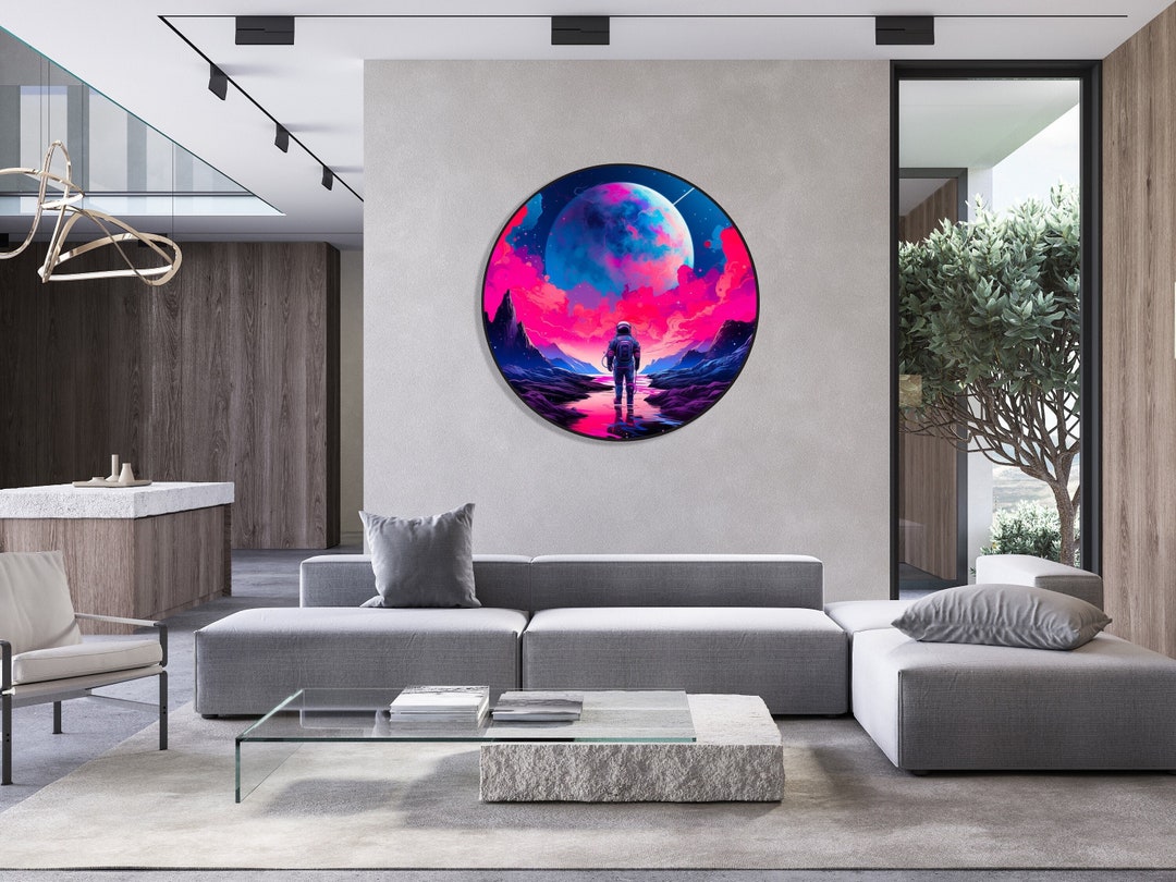 Led Wall Lamp Astronaut and Moon Pop Art Vaporwave Aesthetic Artwork ...