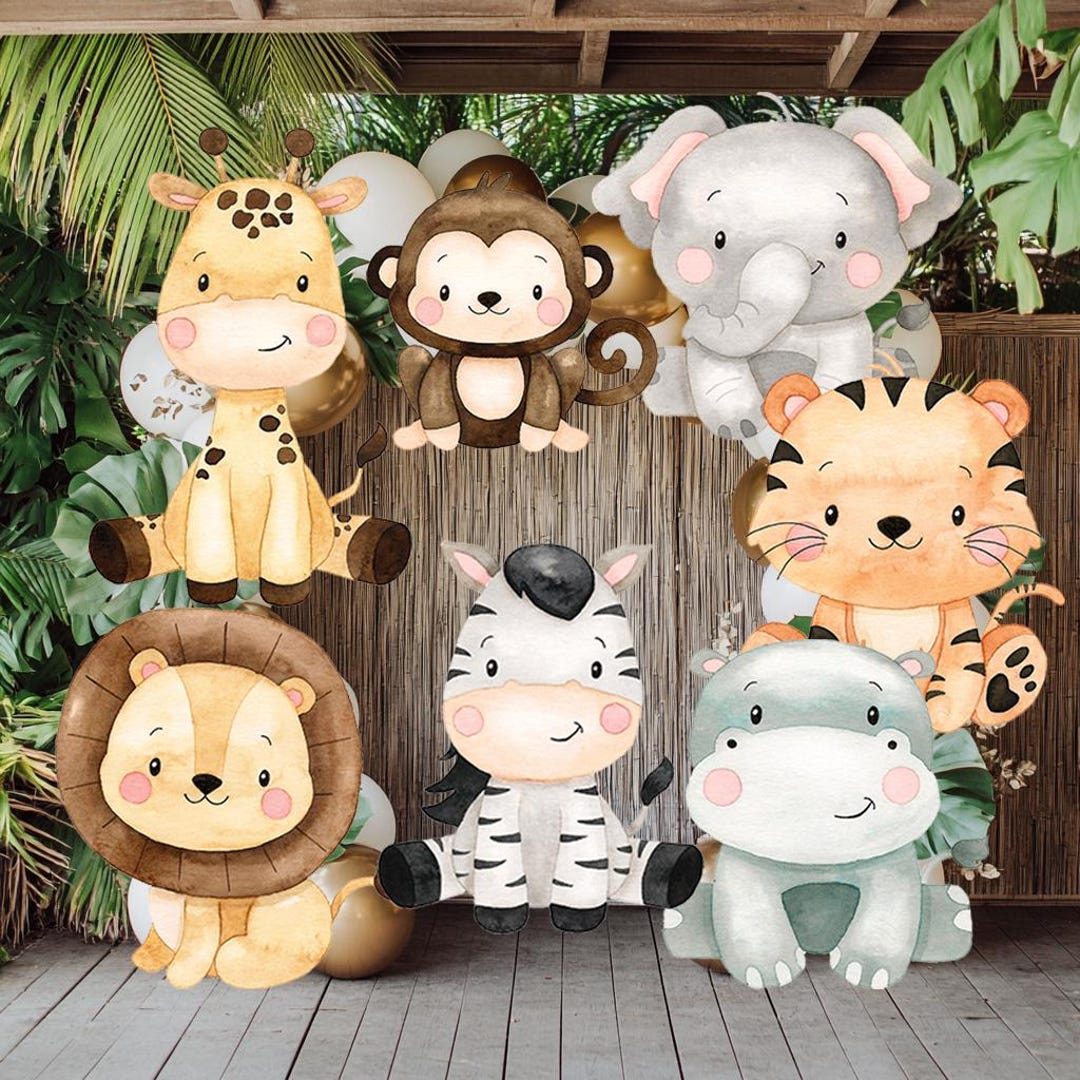 Safari Animals Cutouts, Wild One, Birthday Decor, Baby Shower, Backdrop ...