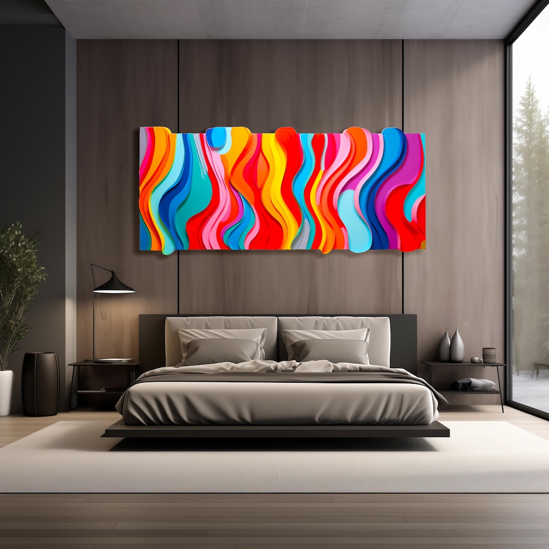 Multicolor Abstract Pop Art Extra Large Wall Decor Glossy Acrylic Wall ...