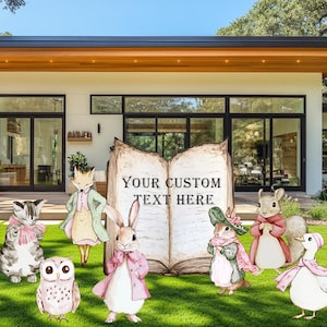 Pink Peter Rabbit and Friends, Cutout, Rabbit Baby Shower Decor, Yard ...