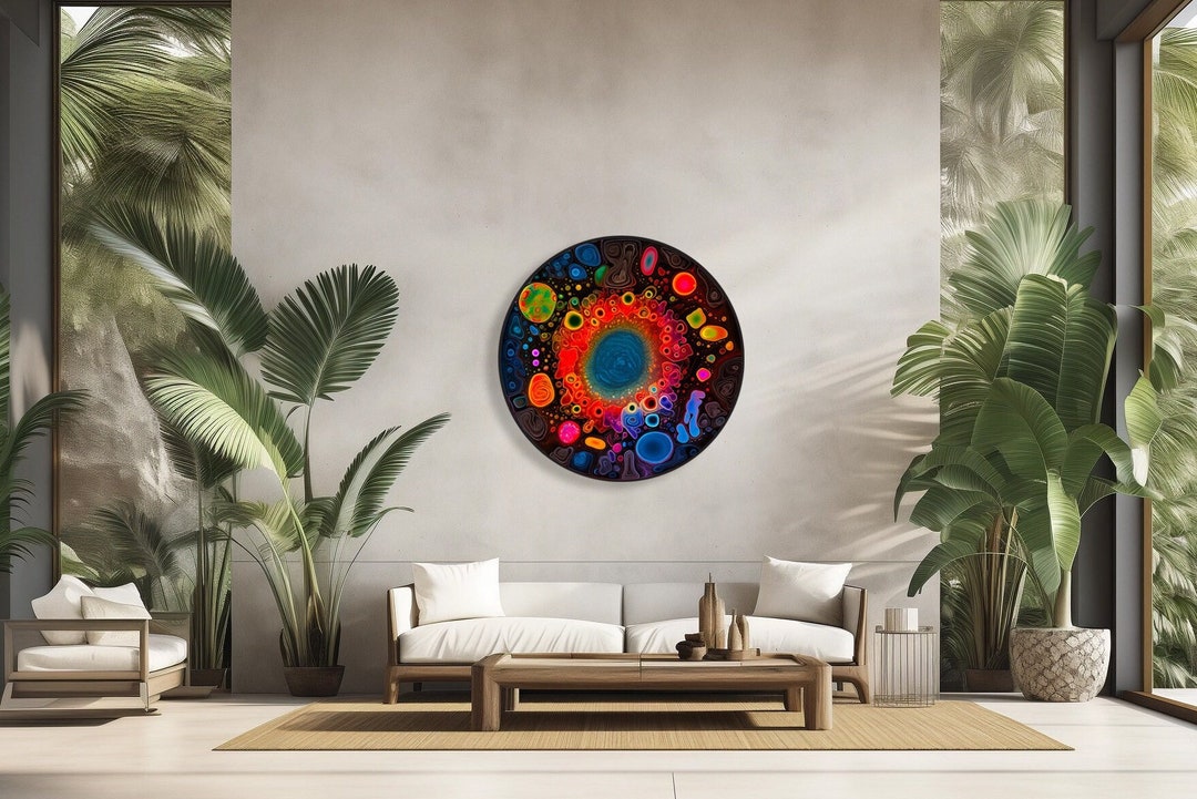 Microbe Pop Art Multicolor LED Wall Art Illuminated Round Display ...