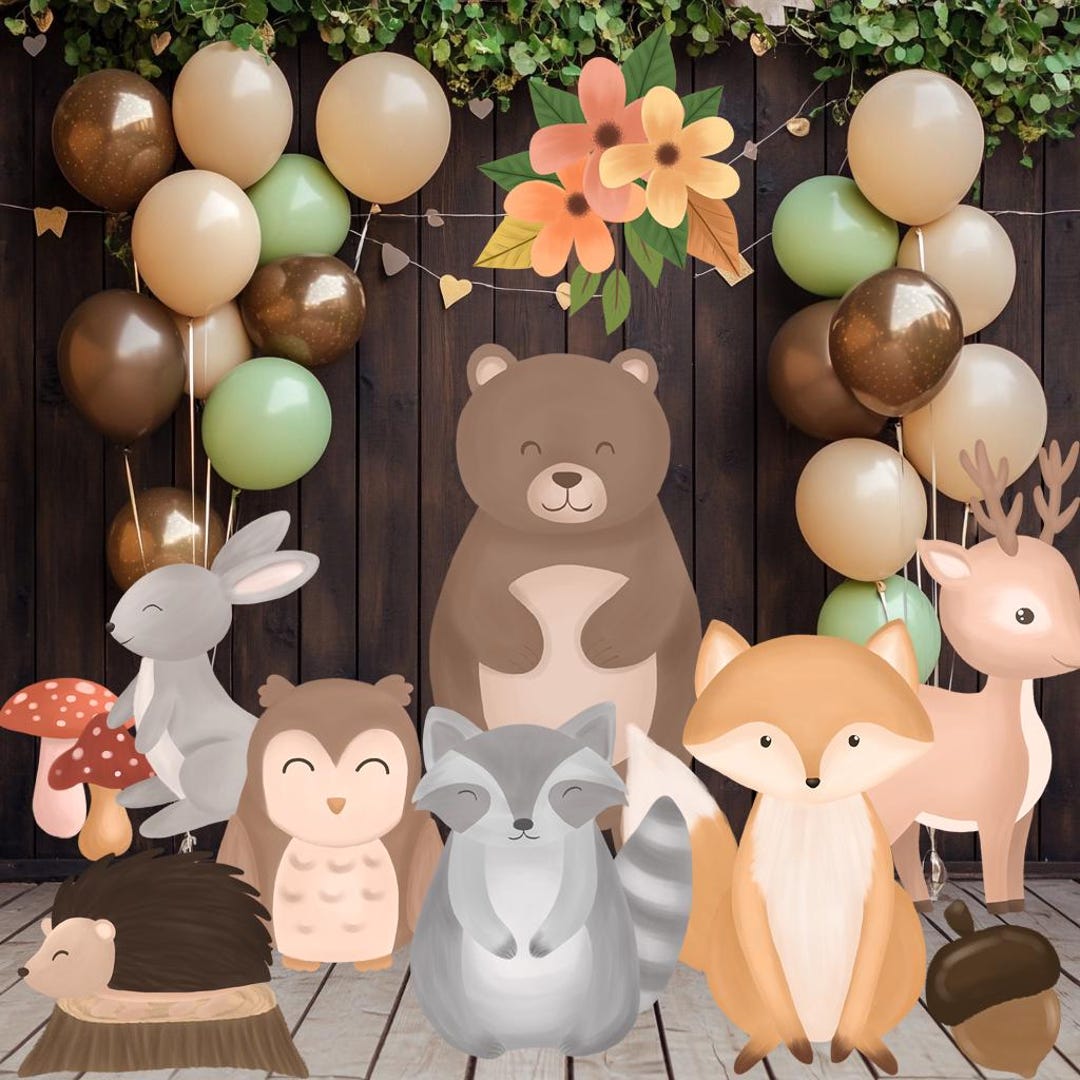 Woodland Animals Cutout, Forest Animals Birthday Decoration, Watercolor ...