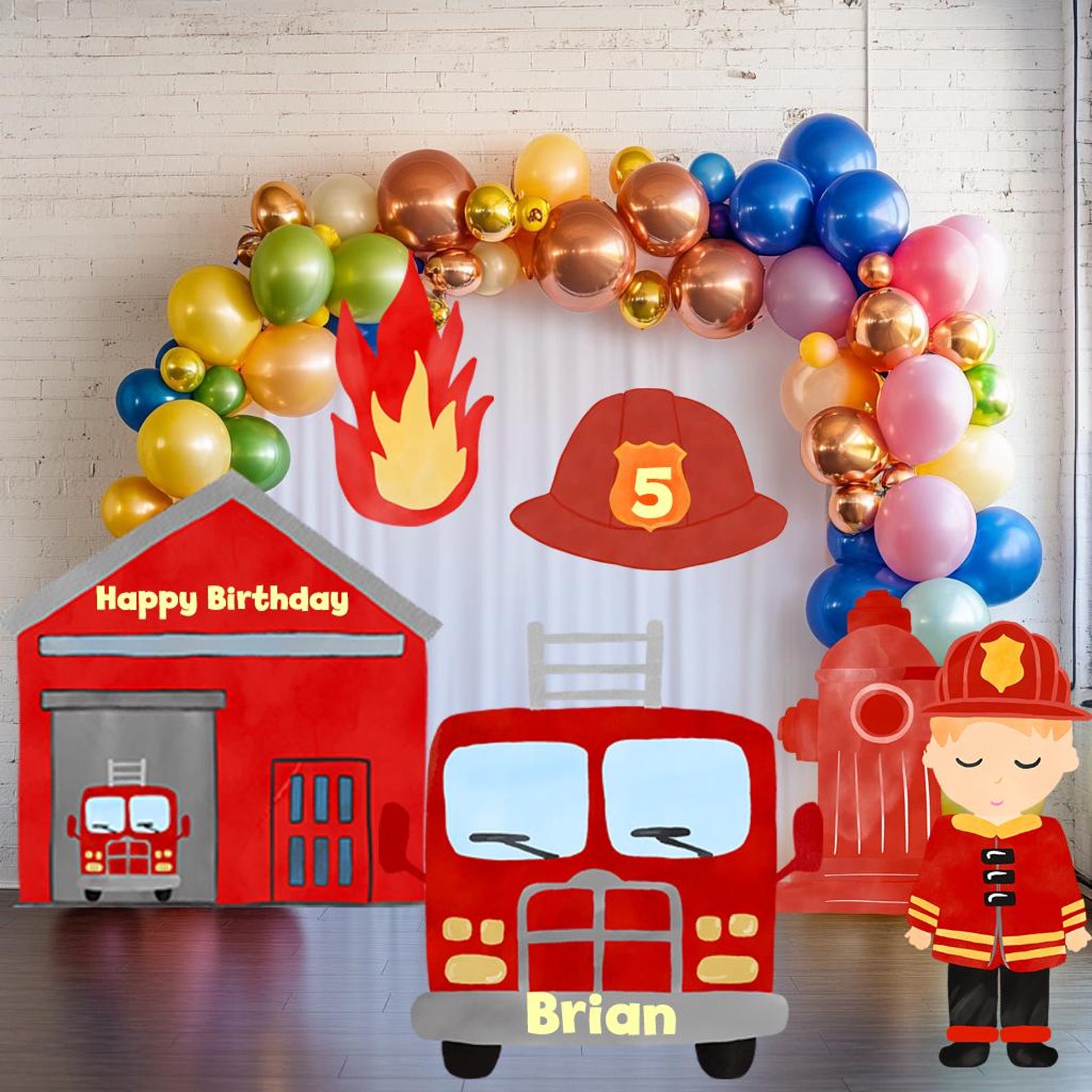 Personalized Firefighter Backdrop Prop, Yard Sign, Firefighter Theme ...