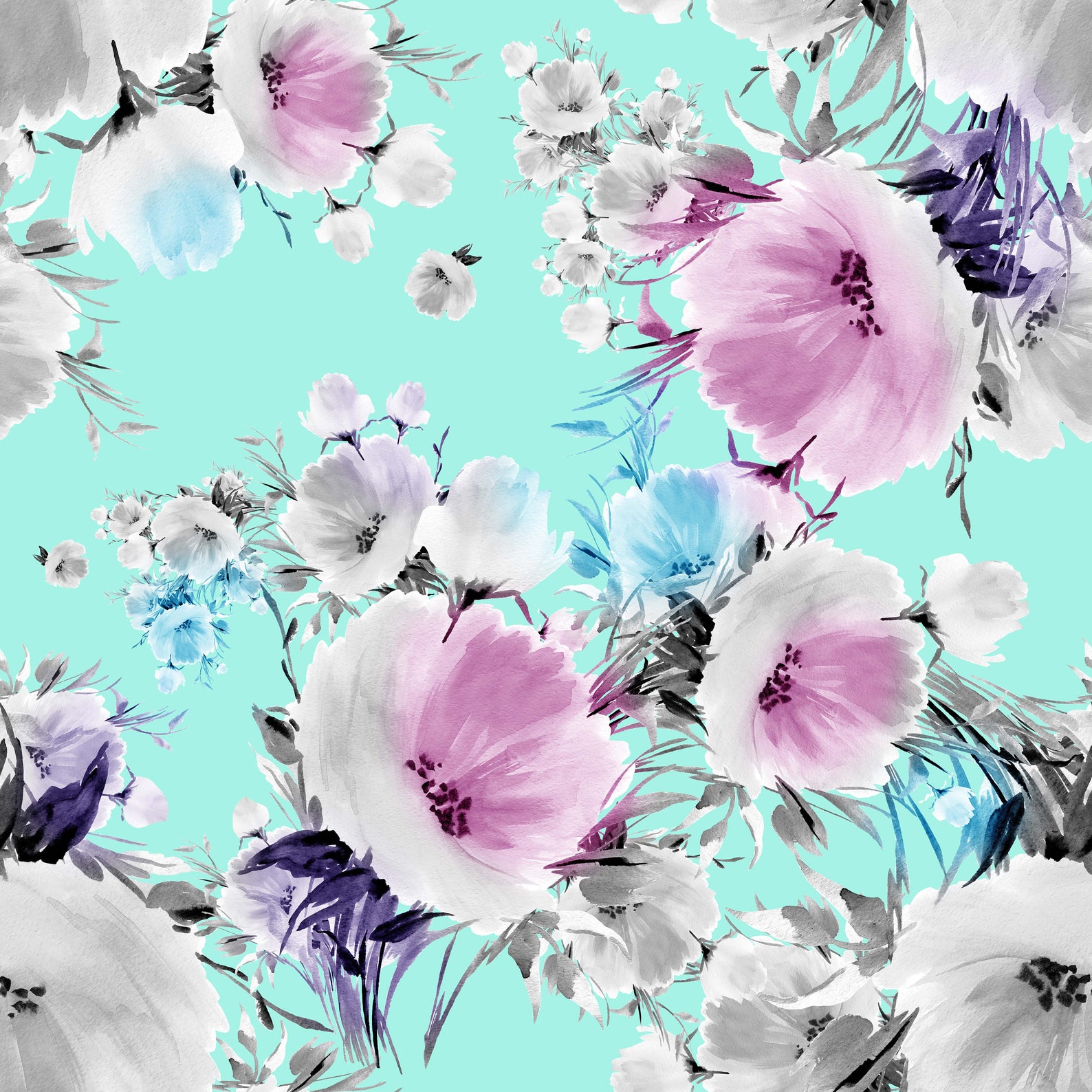 Removable Wallpaper Mural Peel And Stick Pattern Watercolor Etsy