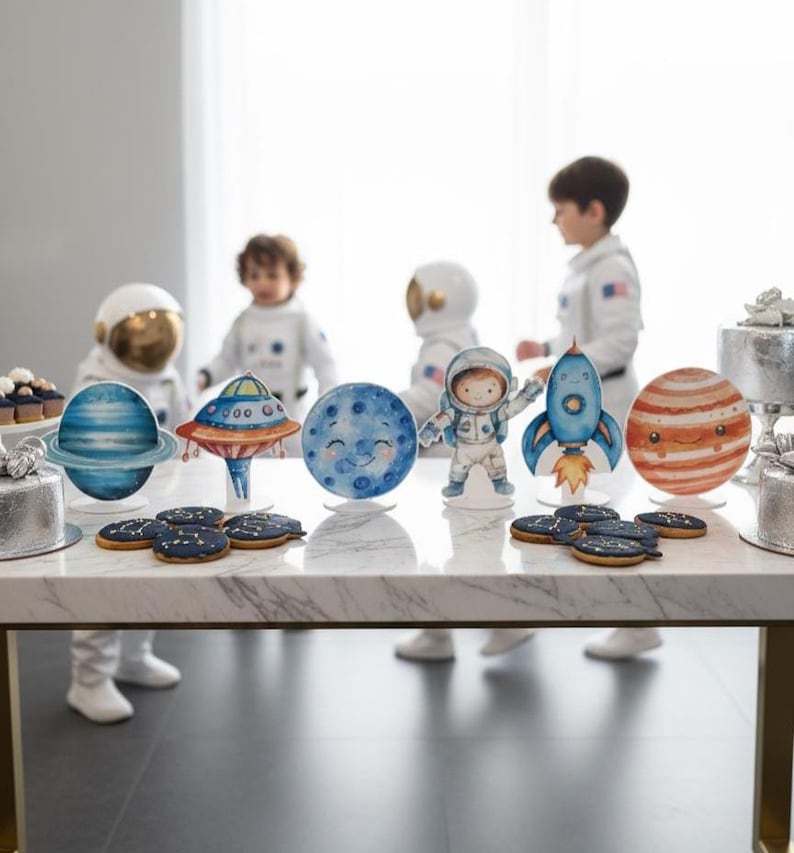 Astronaut Party Double-sided Table Centerpieces Set 6, Baby Shower ...