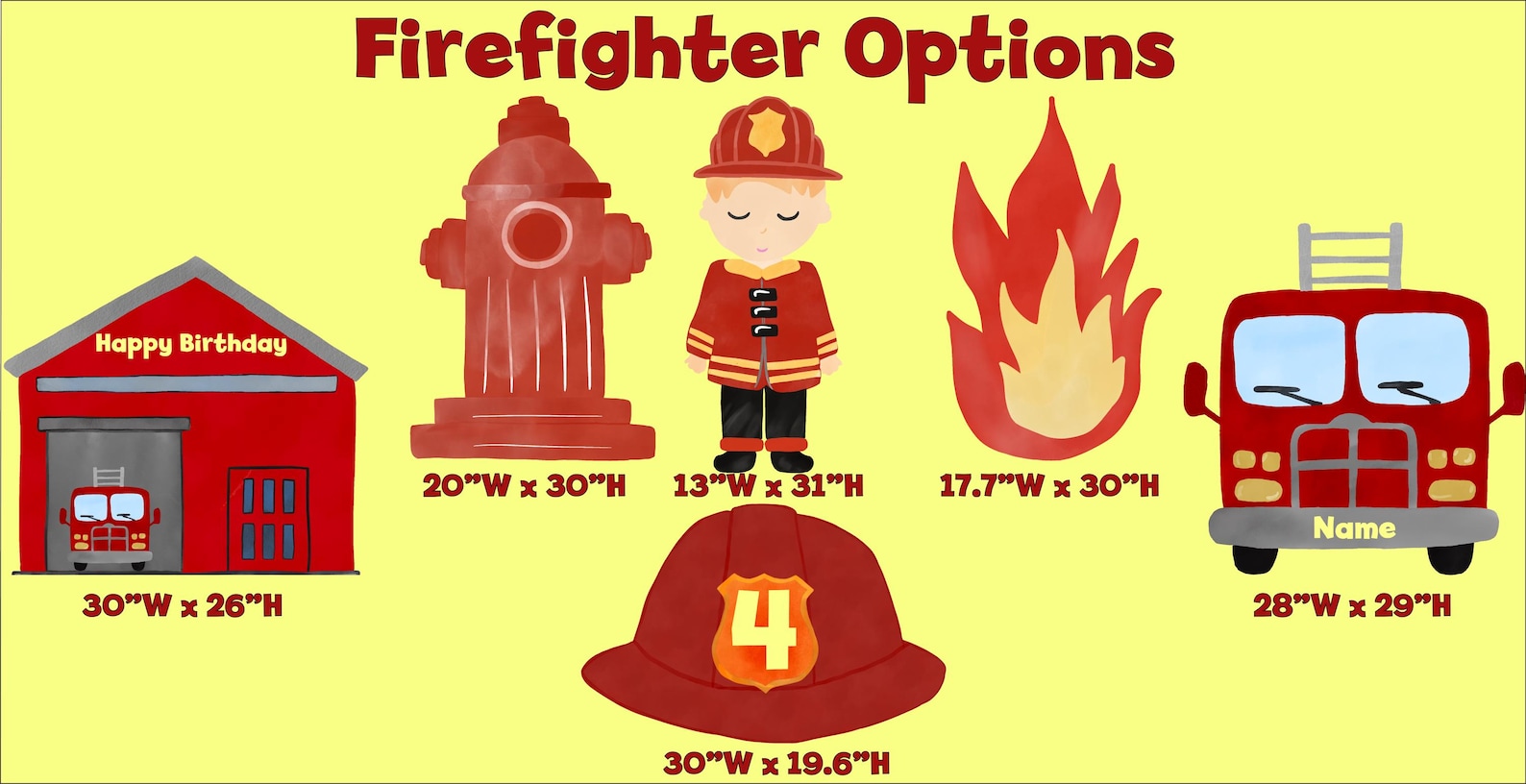 Personalized Firefighter Backdrop Prop, Yard Sign, Firefighter Theme ...