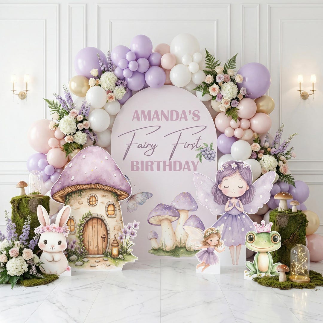 Purple Fairy First Birthday Cutout, Fairy Garden, Whimsical Fairy Baby ...