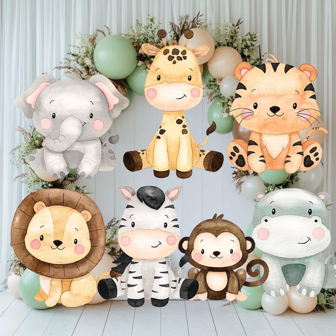 Safari Animals Cutouts, Wild One, Birthday Decor, Baby Shower, Backdrop ...
