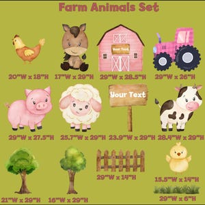 Farm Animals Cutout Set, Ranch Animals Party, Pink Barnyard Birthday ...