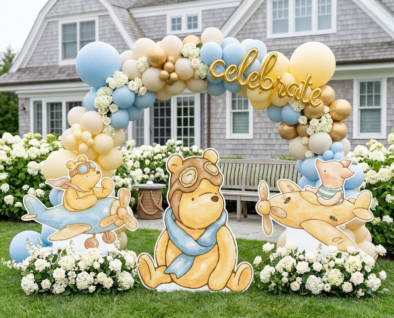 Classic Winnie the Pooh SET of 3 Cutouts, Airplane, Boy Baby Shower ...