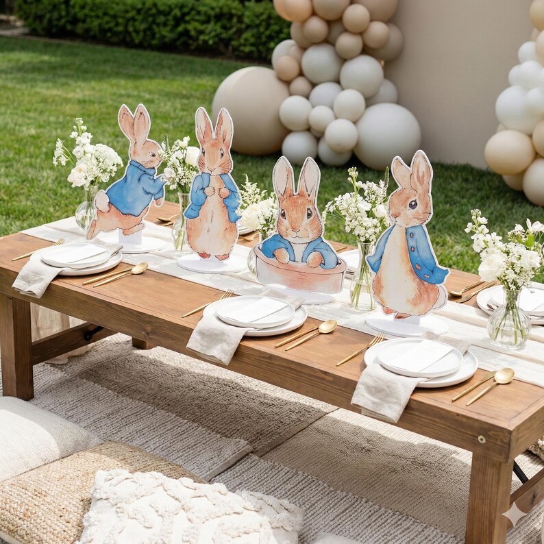Blue Peter Rabbit Double-sided Table Centerpieces Set 4, Bunny Baby ...