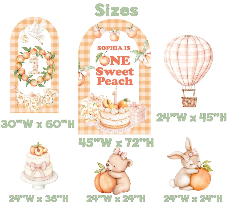 One Sweet Peach Birthday Cutouts, Peach Backdrop, Sweet Party ...