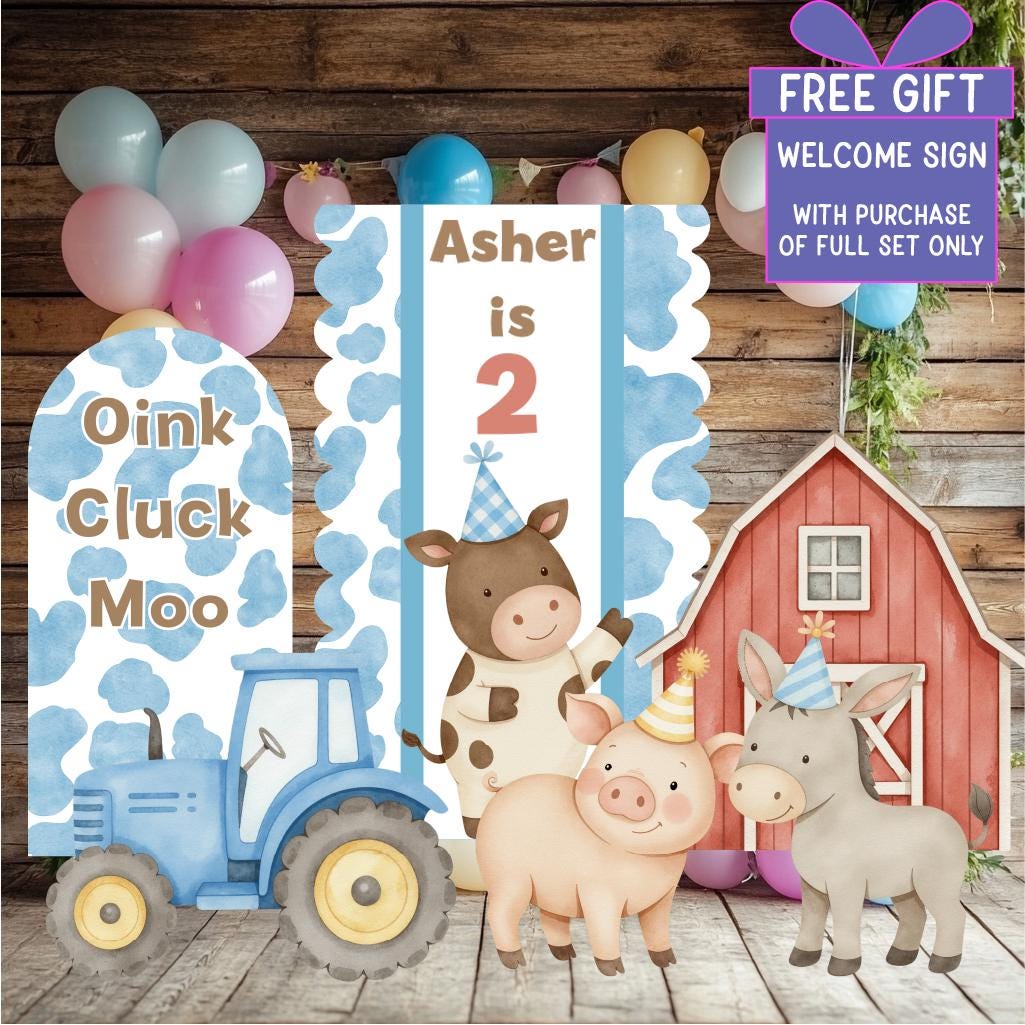 Farm Animals Cutouts Set, Baby Boy, Barnyard Birthday Prop, Farm Animal ...