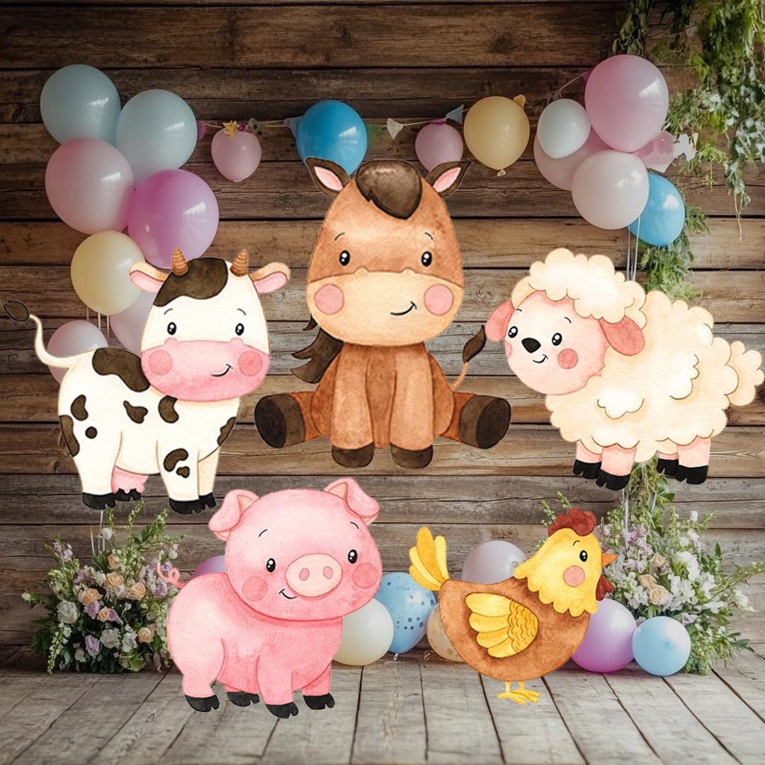 Watercolor Farm Animals Cutouts Set, Birthday Decor, Barnyard Birthday ...