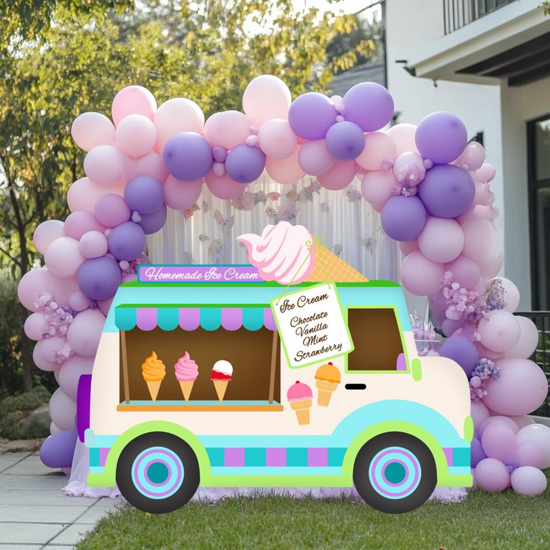 Ice Cream Truck Cutouts, Two Sweet Birthday, Ice Cream Van Baby Shower ...