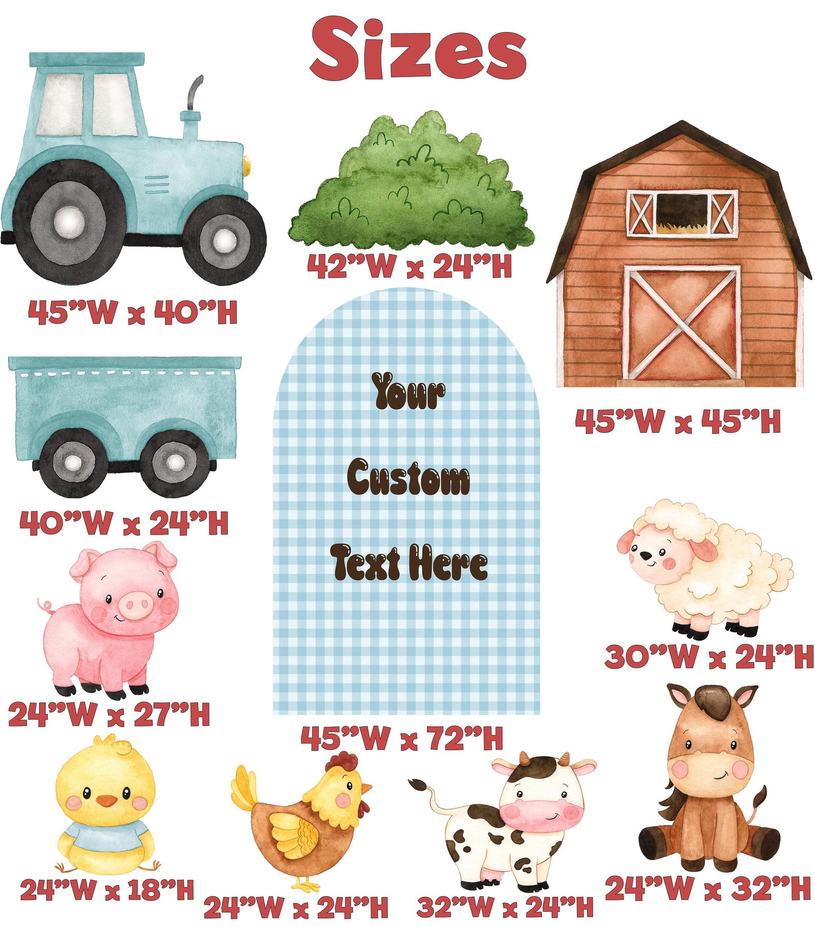 Farm Animals Cutouts Set, Baby Boy, Barnyard Birthday Prop, Farm Animal ...