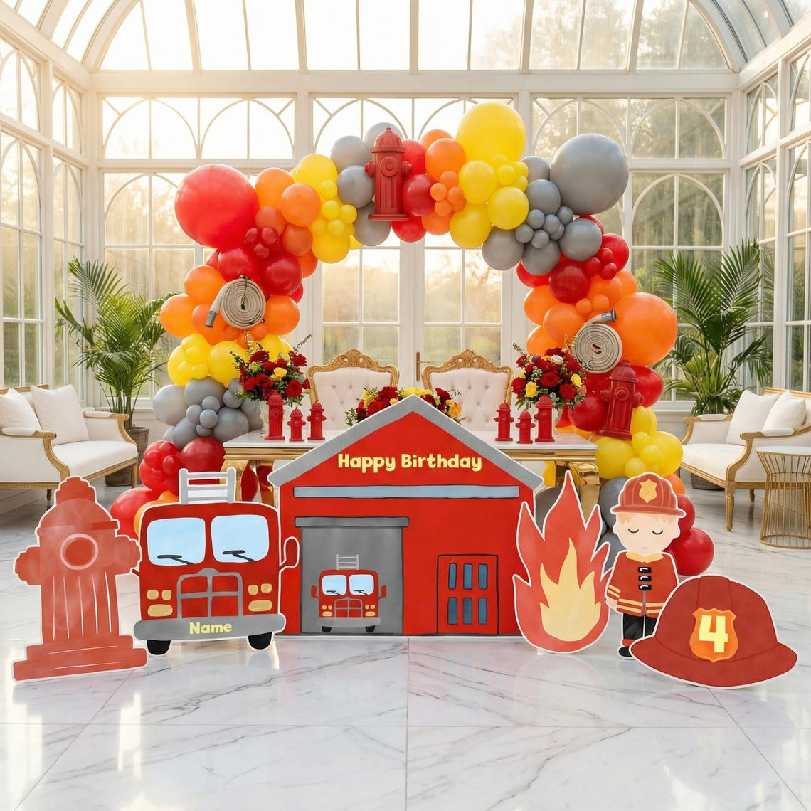 Personalized Firefighter Backdrop Prop, Yard Sign, Firefighter Theme ...