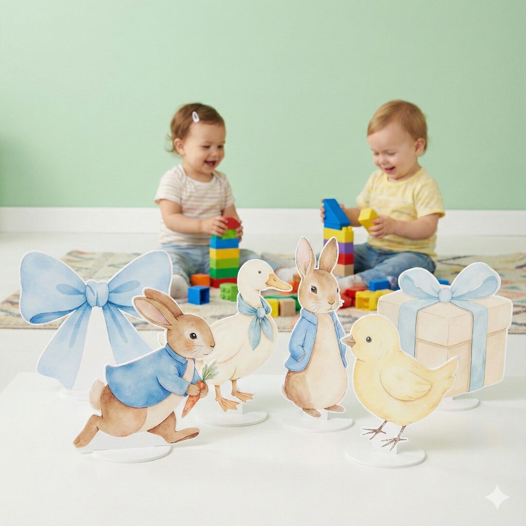 Peter Rabbit Double-sided Table Centerpieces Set 6, Bunny Baby Shower ...