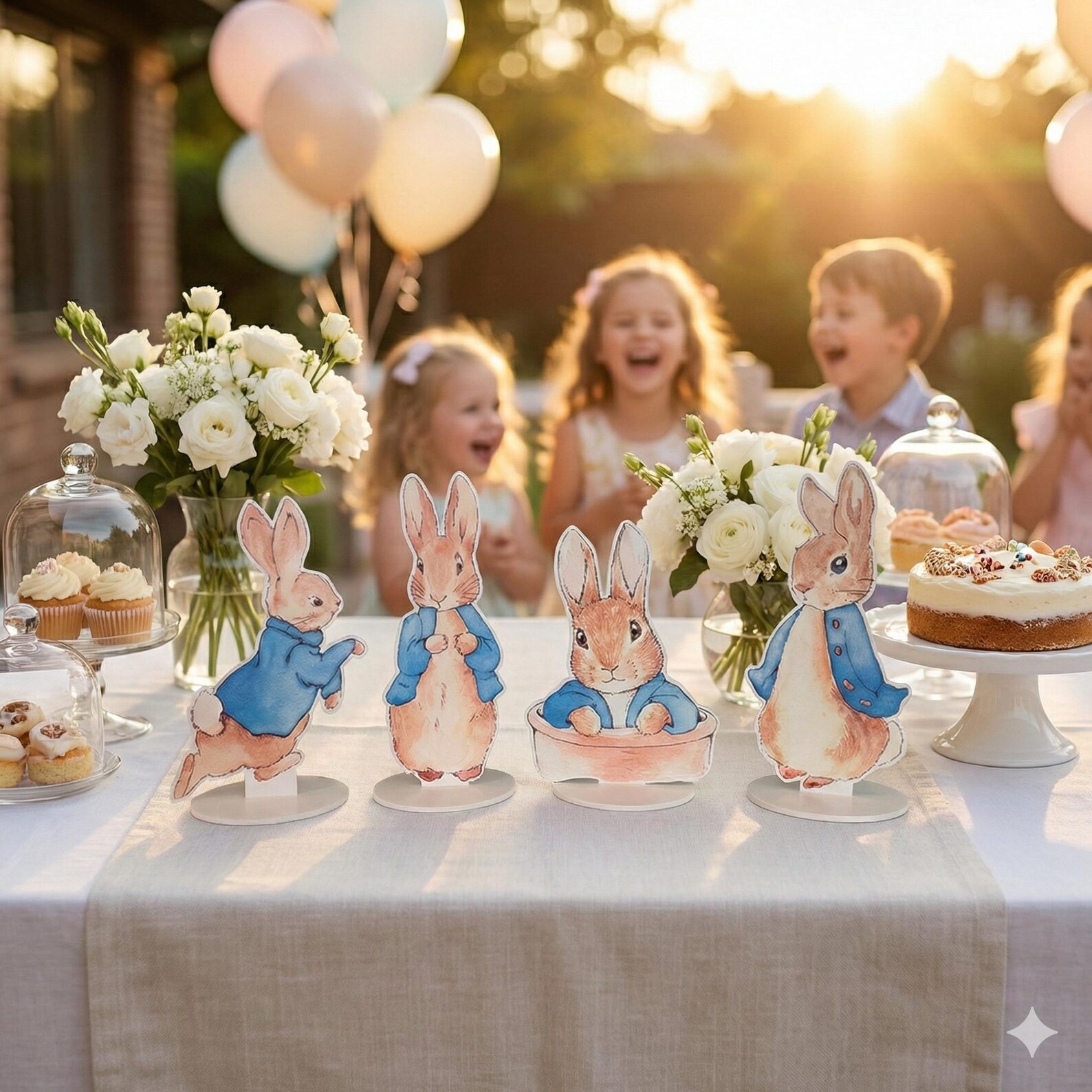 Blue Peter Rabbit Double-sided Table Centerpieces Set 4, Bunny Baby ...