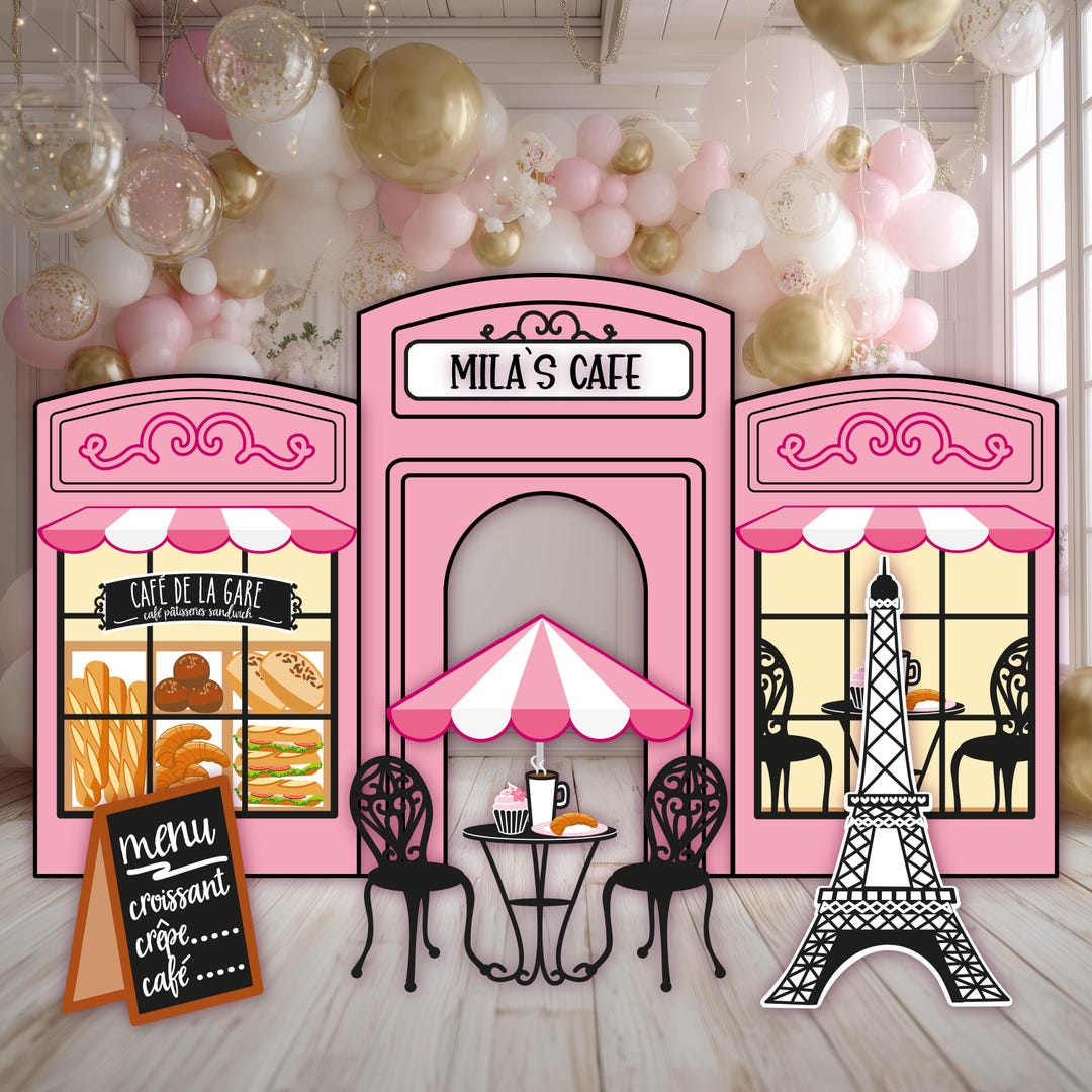 French Cafe Cutouts, Eiffel Tower, Bakery Shop, Sweet Shop Props, Paris ...