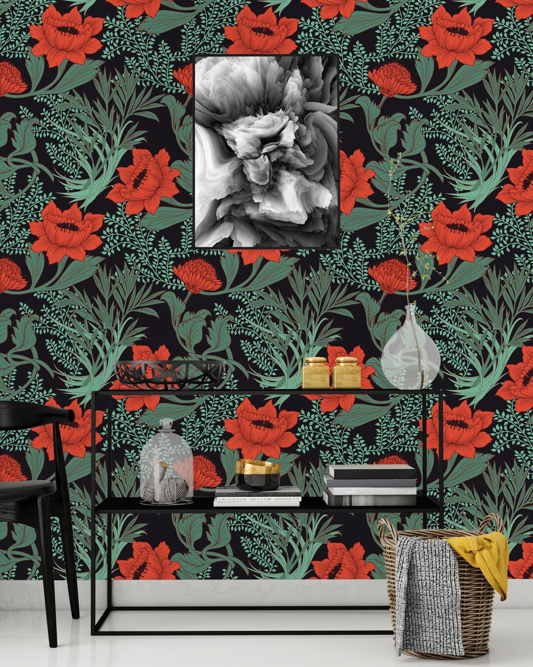 Removable Wallpaper Mural Peel & Stick Red Poppies - Etsy