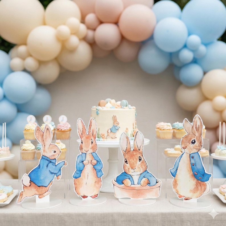 Blue Peter Rabbit Double-sided Table Centerpieces Set 4, Bunny Baby ...