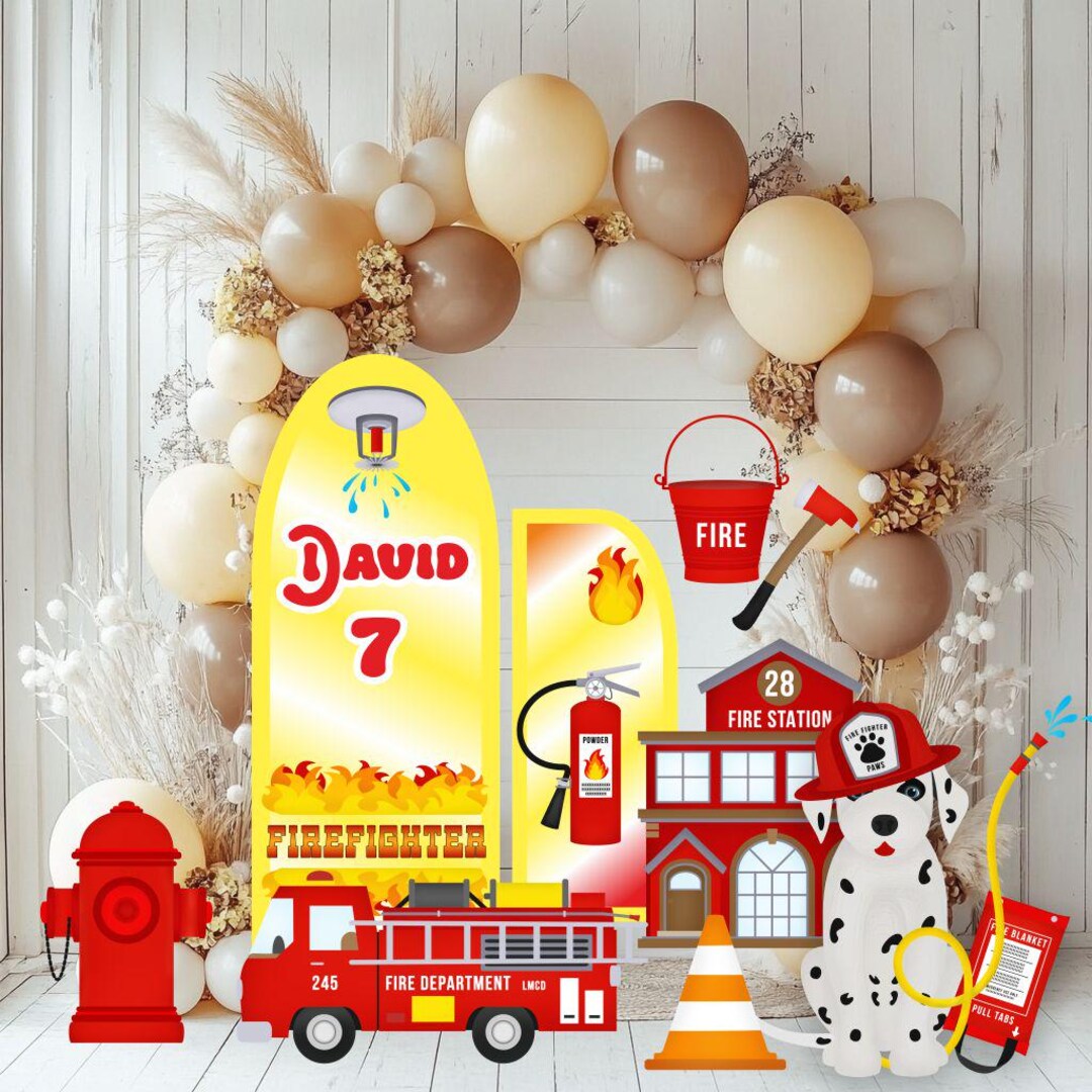 Firefighter Cutouts Set, Fire Truck Prop, Yard Sign, Firefighter Theme ...