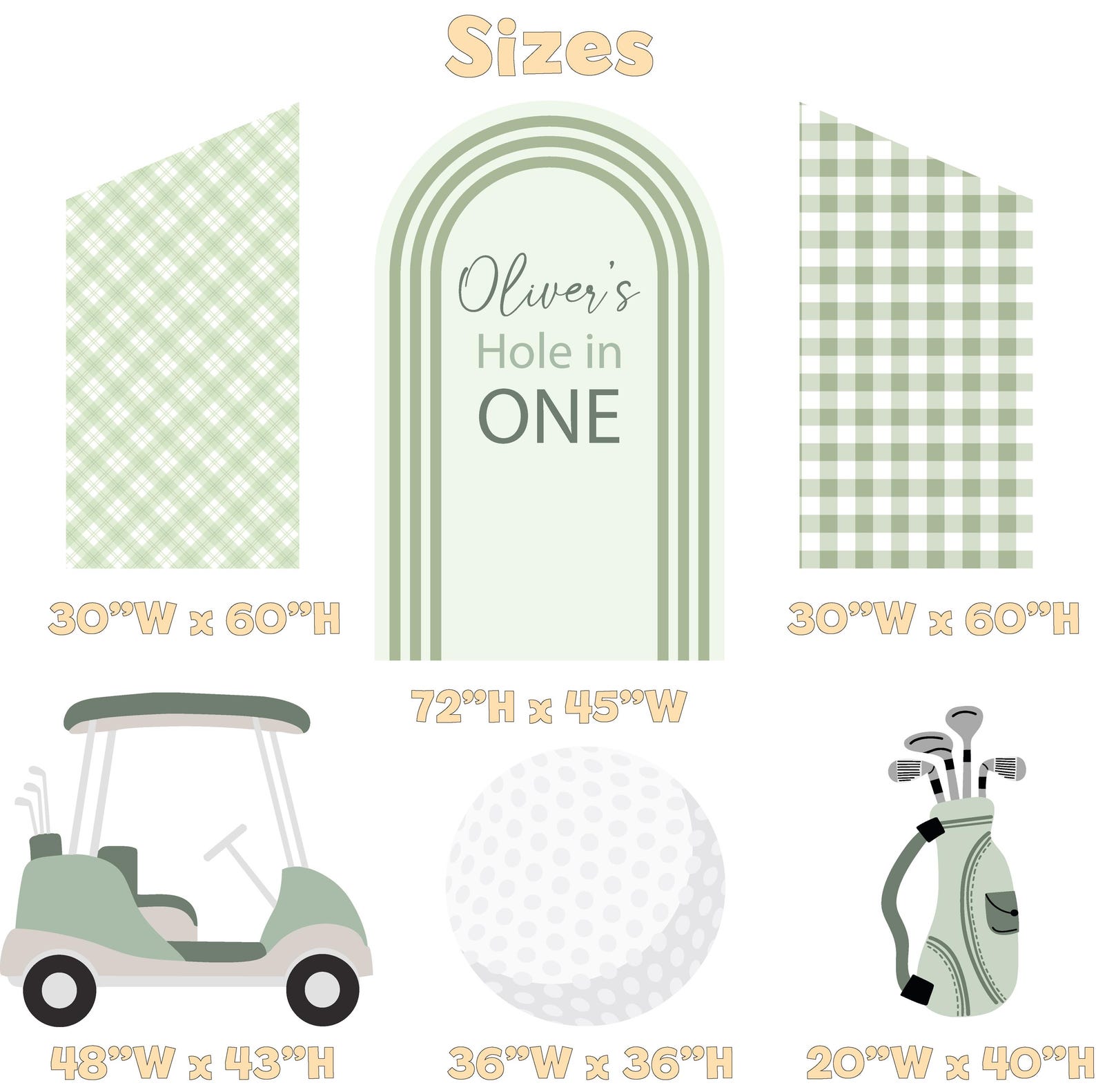 Hole in One Birthday Cutouts, Green Golf Party Decor, Golf Baby Shower ...