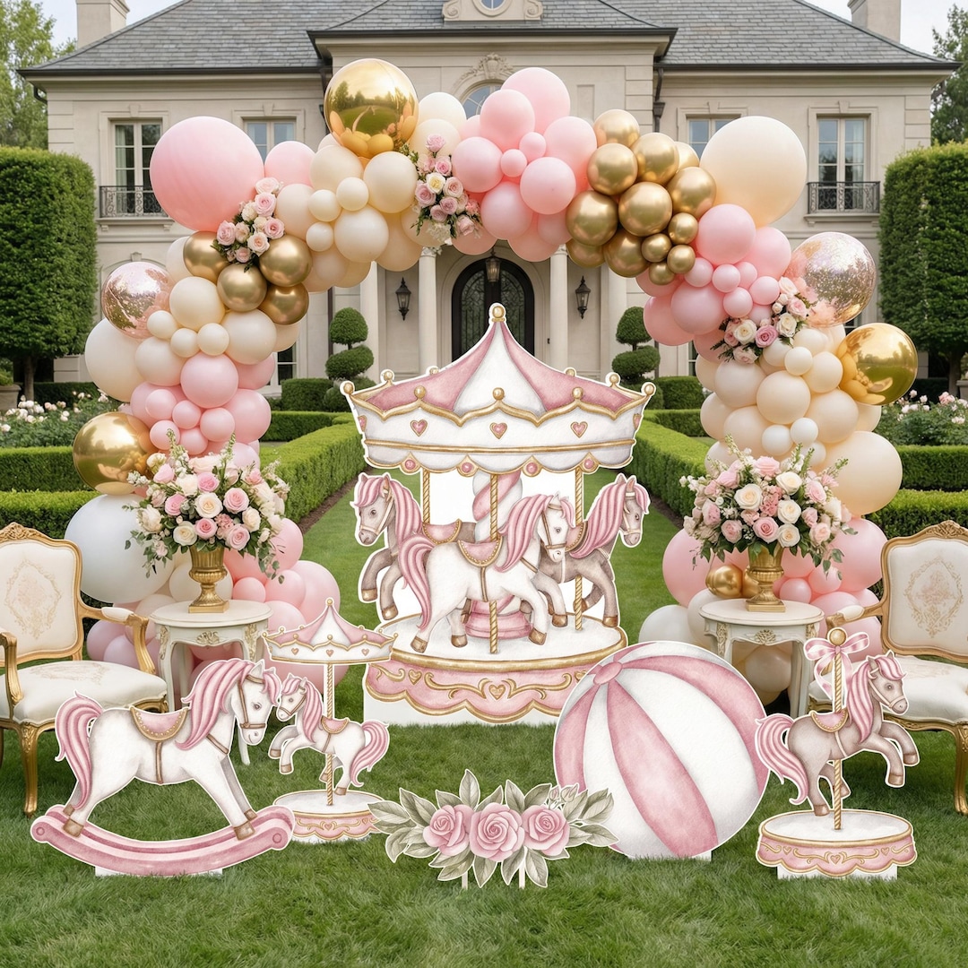 Carousel Cutout Prop, Carousel Party Decoration, Centerpieces Standee ...