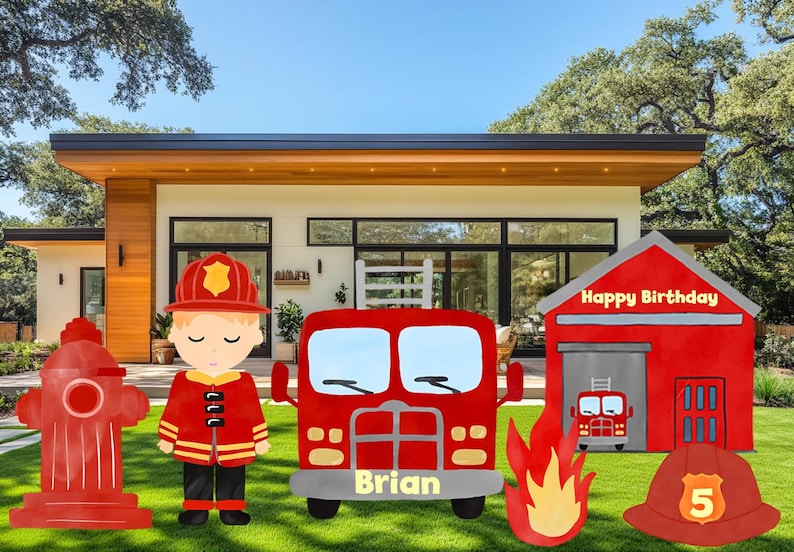 Personalized Firefighter Backdrop Prop, Yard Sign, Firefighter Theme ...