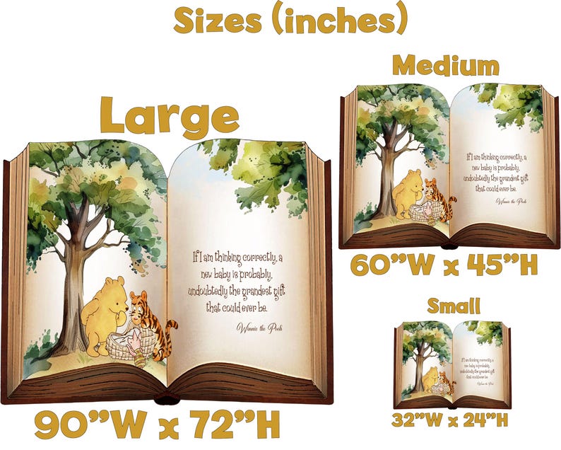 Classic Winnie the Pooh Backdrop, Storybook, Baby Shower Book, 1st ...