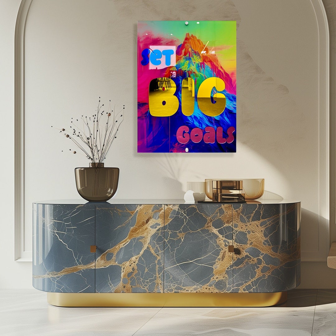 Set Big Goals Motivational Quote Wall Art, Trendy Wall Art, Pop Art ...
