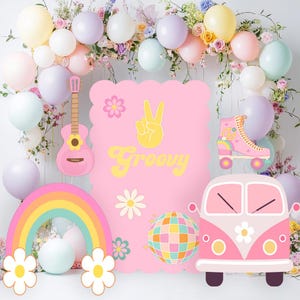 Groovy Birthday Cutouts, Two Groovy, Groovy One, Party Props, Four Ever ...