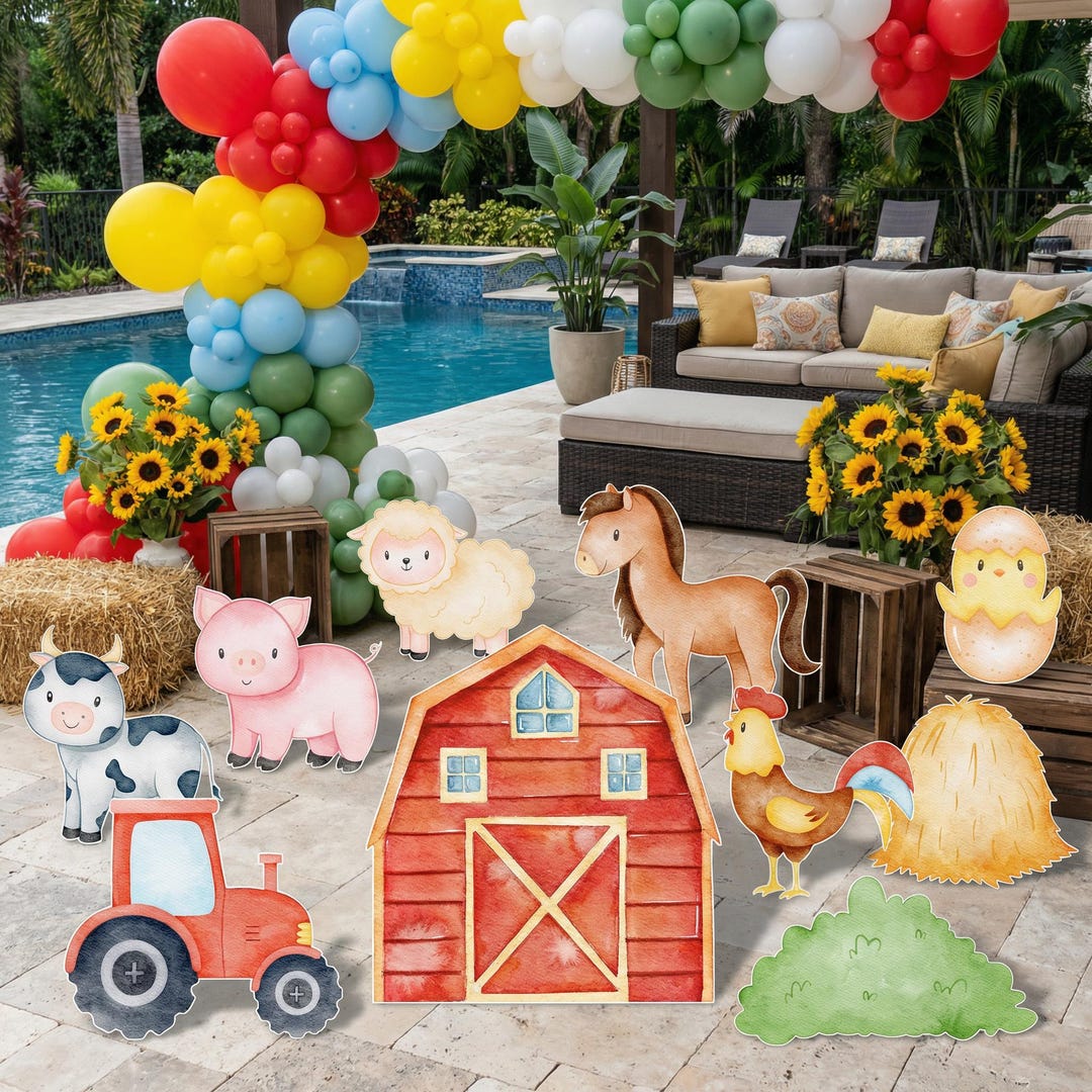 Farm Animals Cutouts Set, Ranch Animals Party, Barnyard Birthday Prop ...