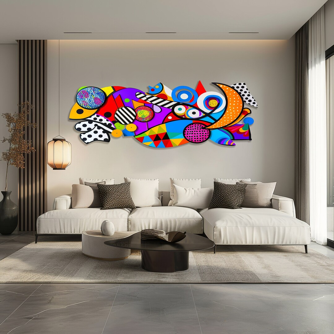 Abstract Maximalist Wall Art Large Wall Decor Glossy Acrylic Wall Art ...