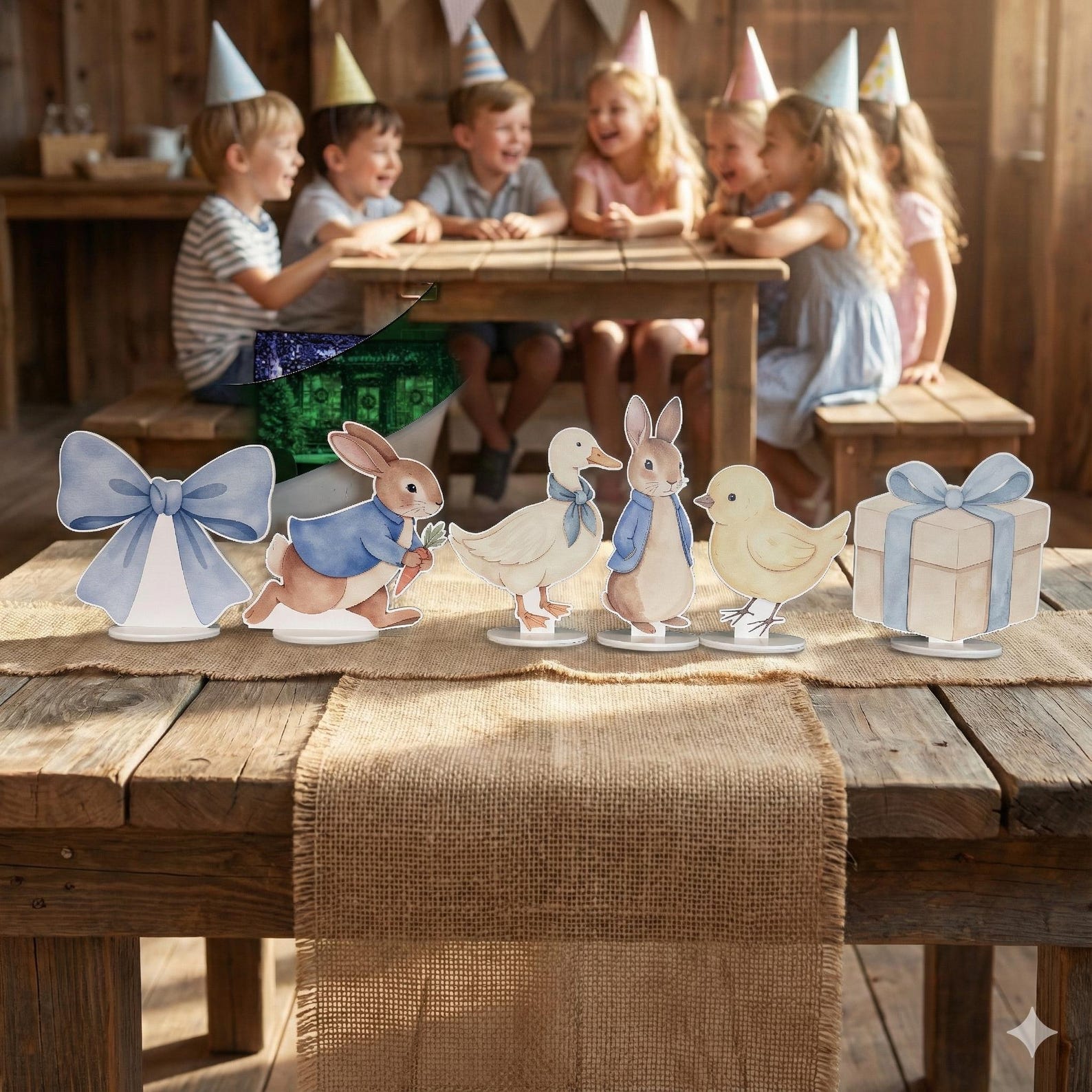 Peter Rabbit Double-sided Table Centerpieces Set 6, Bunny Baby Shower ...