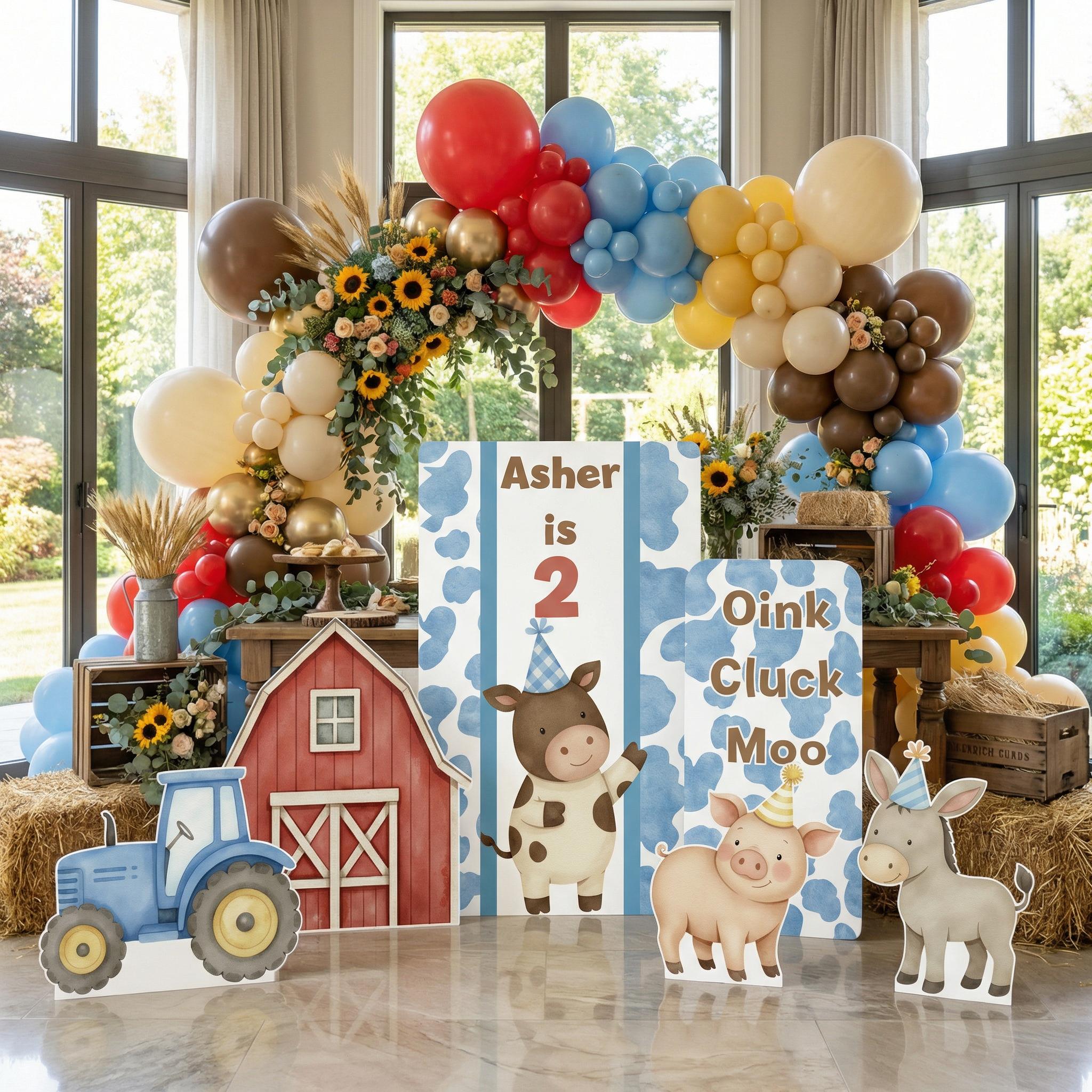 Farm Animals Cutouts Set, Baby Boy, Barnyard Birthday Prop, Farm Animal ...