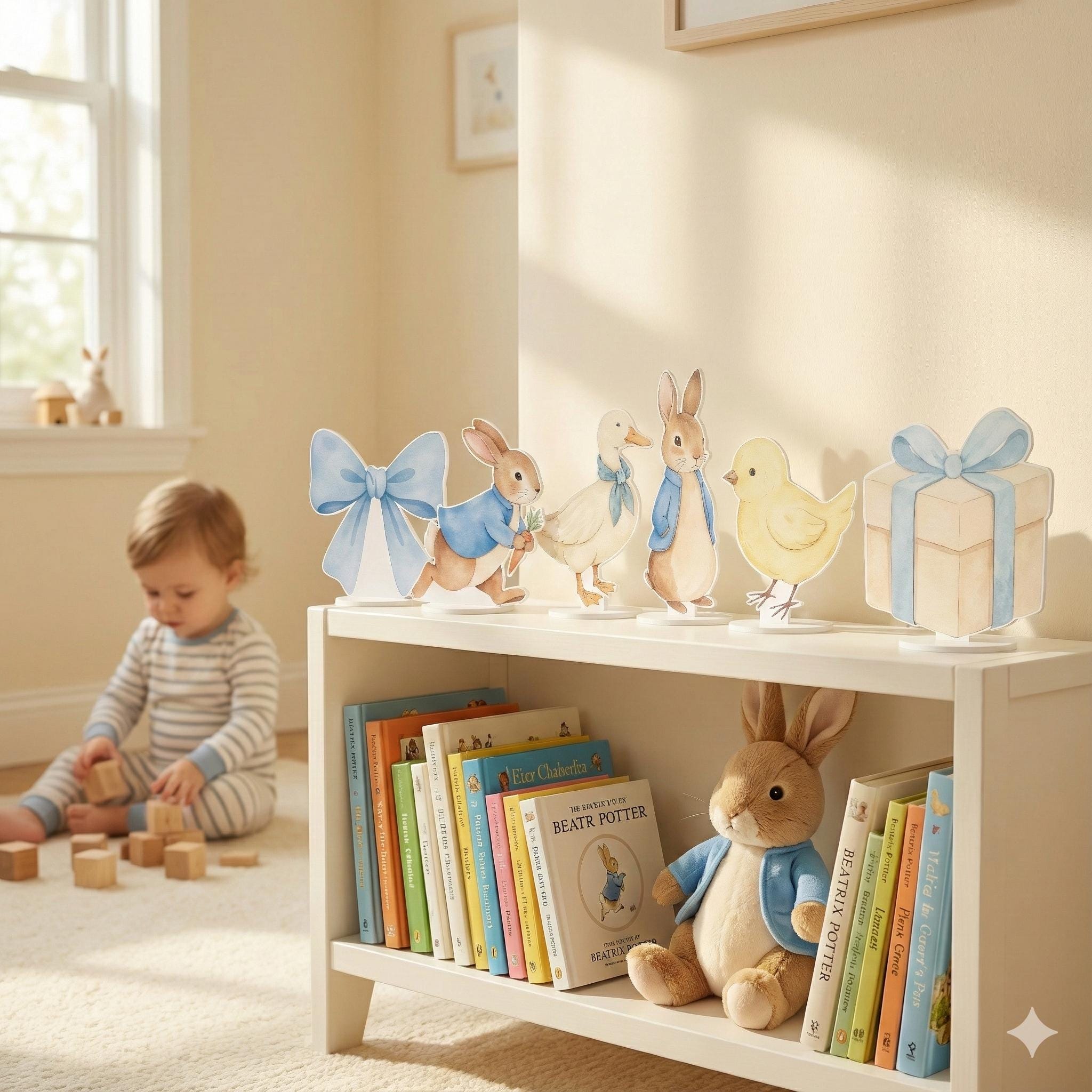 Peter Rabbit Double-sided Table Centerpieces Set 6, Bunny Baby Shower ...