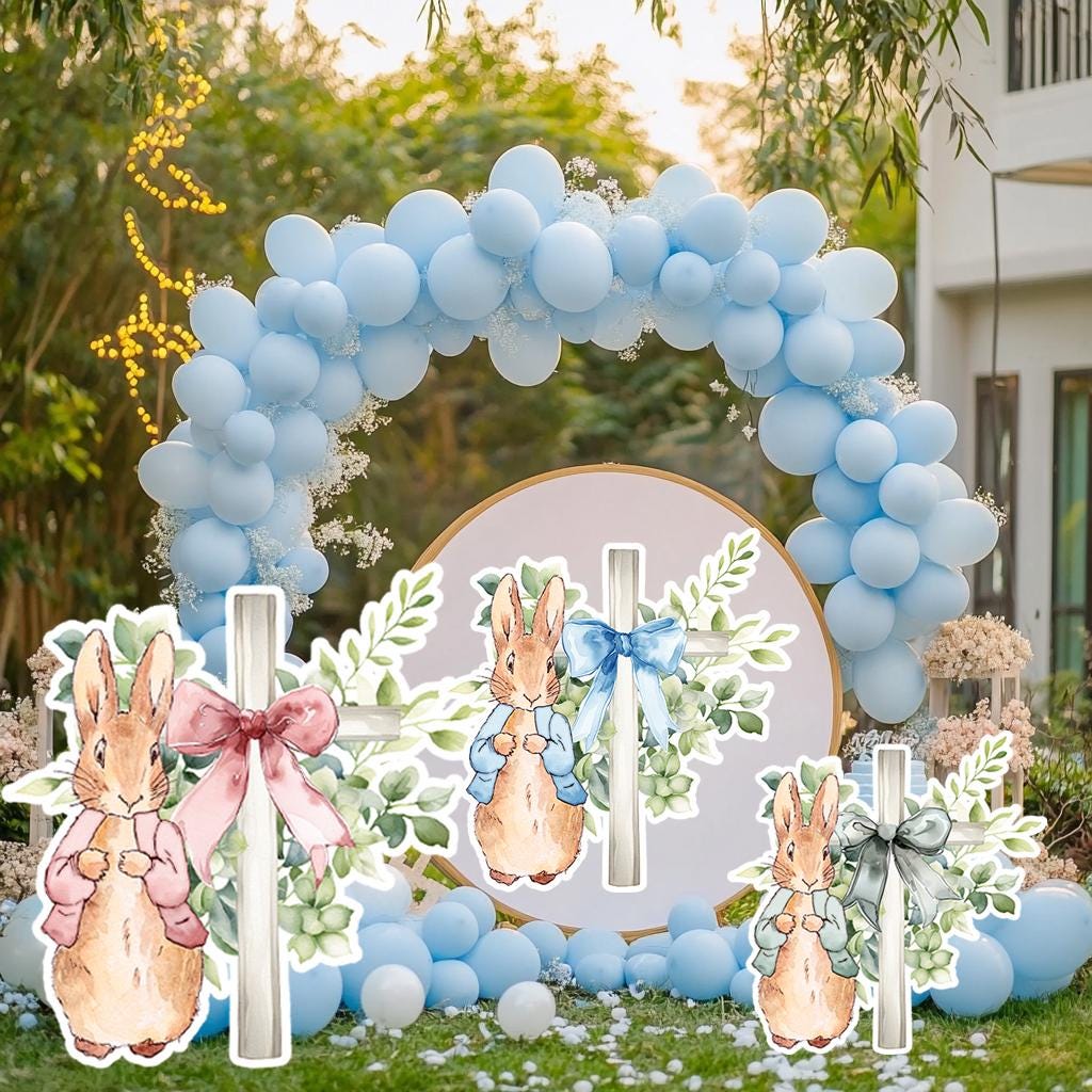Personalized Baptism Props, Peter Rabbit Cutout Decoration, Baptism or ...