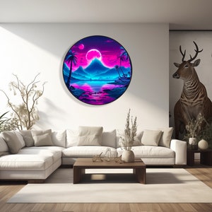 LED Wandlampe Pop Art Landschaft Kunstwerk Großes Wanddekor Steamwave ...