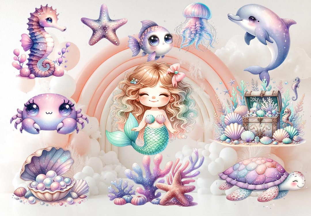 Mermaid Standee Party Prop, Mermaid Themed Party Decor, Mermaid Cutouts ...